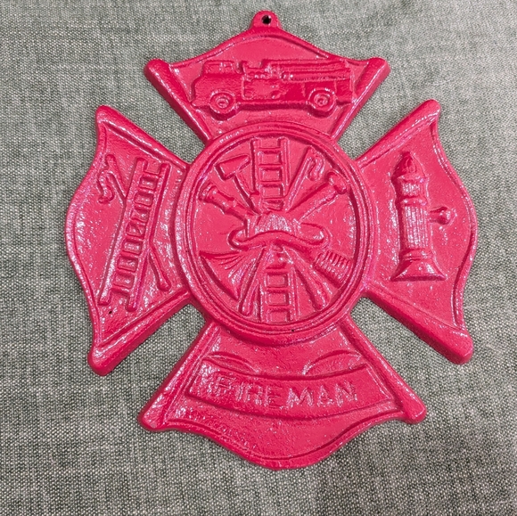The Unbranded Brand | Art | Cast Iron Red Fireman Maltese Cross Wall ...